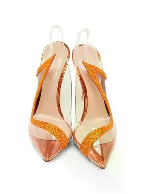 GIANVITO ROSSI Hortensia Crystal-embellished Slingback Pumps - White