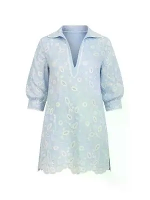 Simkhai Freya Embroidered Mini Dress - Blue