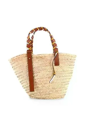 Loewe Braided Handle Basket Raffia Medium Tote Bag