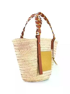 Loewe Braided Handle Basket Raffia Medium Tote Bag