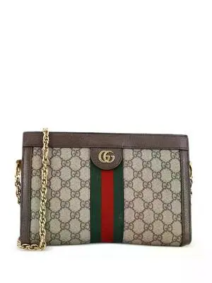 Gucci Ophidia Chain Shoulder Bag Gg Coated Canvas - Brown