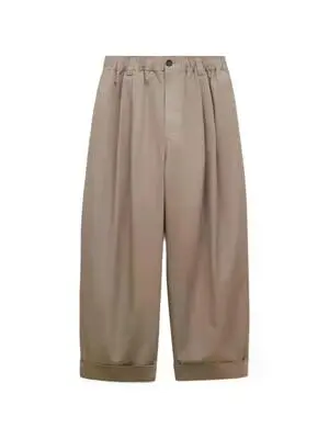 Marni Canvas Pleated Trousers With Elasticated Waistband - Grey
