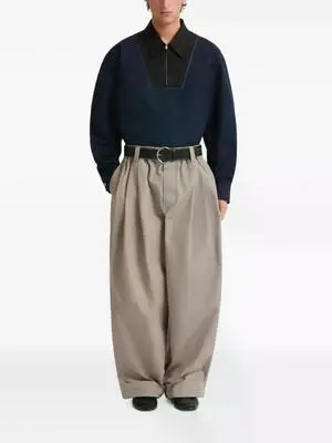 Marni Canvas Pleated Trousers With Elasticated Waistband