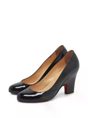 CHRISTIAN LOUBOUTIN Leather Patent Finish Block Heel Pumps