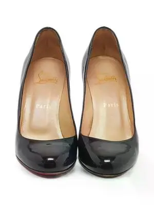 CHRISTIAN LOUBOUTIN Leather Patent Finish Block Heel Pumps