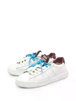 Miu Miu Double Lace Up Leather Sneakers