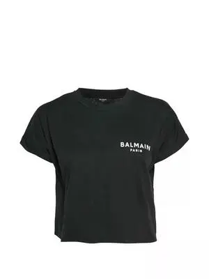 Balmain Logo Print Cropped T-shirt