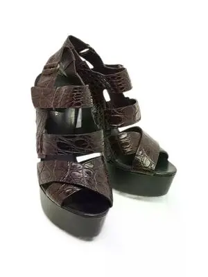 Bottega Veneta Croc-embossed Leather Heeled Sandals