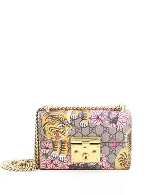 Gucci Padlock Bengal Print Gg Coated Canvas Small Shoulder Bag - Brown