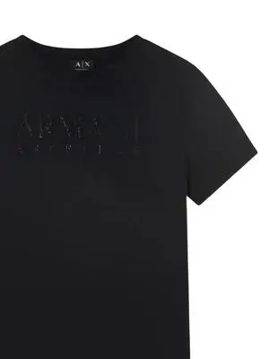 Armani Exchange Rhinestone Logo T-shirt - Black