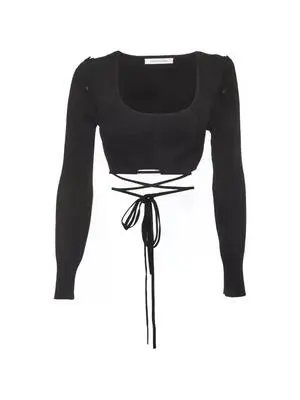 Christopher Esber Rib-knit Tie-up Crop Top
