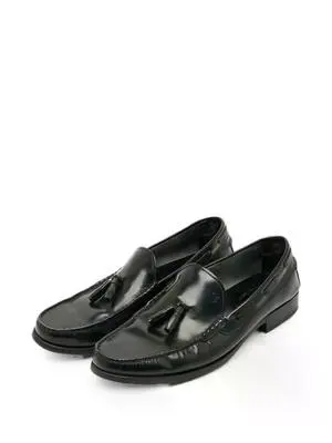 TOD'S Leather Tassel Fringe Loafers - Black
