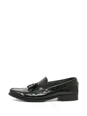 TOD'S Leather Tassel Fringe Loafers - Black