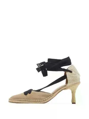 Manolo Blahnik X Castañer Ankle Wrap Pumps - Neutrals