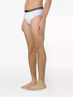 EA7 Logo-waistband Swimming Briefs - White