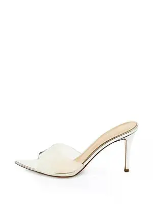 GIANVITO ROSSI Elle Transparent Pointed Toe Stiletto Sandals - White