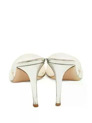 GIANVITO ROSSI Elle Transparent Pointed Toe Stiletto Sandals - White