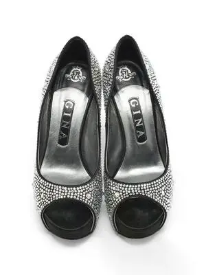 GINA Crystal-embellished Peep-toe Pumps