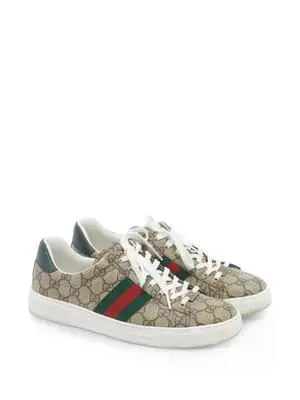 Gucci Ace Sneakers With Web Stripe Detail - Brown