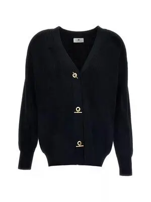 Elisabetta Franchi Ribbed Knit Cardigan - Black