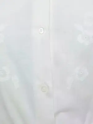 Miu Miu White Cotton Floral Embroidered Belted Maxi Dress