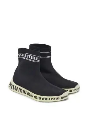 Miu Miu Sock-style High-top Sneakers - Black