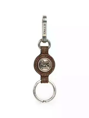 Etro Circular Arnica Key Ring With Pegaso Coin - Brown