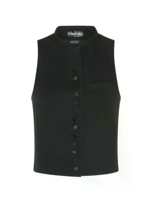 TOM FORD Wool Mandarin Collar Sleeveless Top