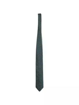 Zegna Geometric Jacquard Silk Tie - Green