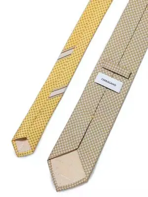 FERRAGAMO Gancini Silk Tie - Neutrals