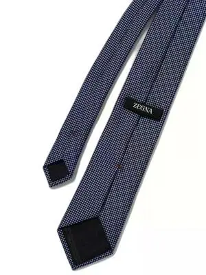 Zegna Jacquard-check Silk Neck Tie - Blue
