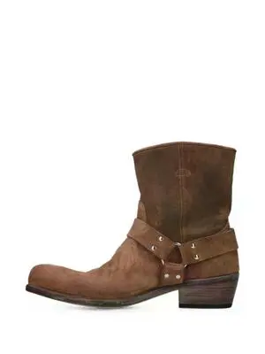 Premiata Suede Harness Boots With Silver-tone Stud Embellishment