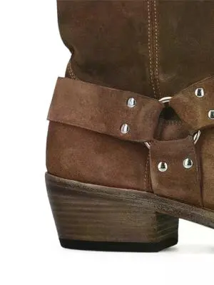 Premiata Suede Harness Boots With Silver-tone Stud Embellishment
