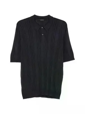 Tagliatore Peyton Ribbed-knit Polo Shirt