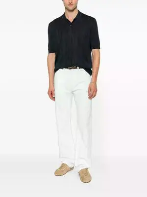 Tagliatore Peyton Ribbed-knit Polo Shirt