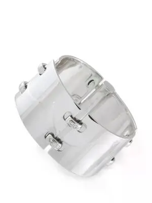 Hermès 18k White Gold Pavé Diamond Cuff Bracelet - Silver