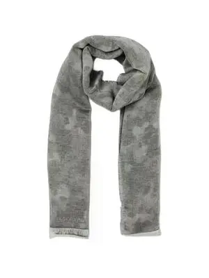 Emporio Armani Logo-jacquard Frayed Scarf - Grey