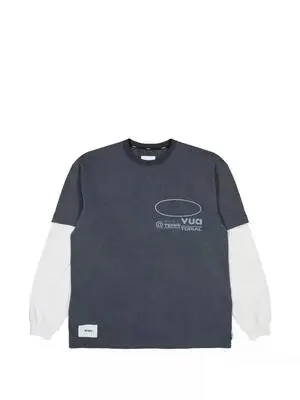 WTAPS Sldr Logo-print Layered-sleeve T-shirt - Grey