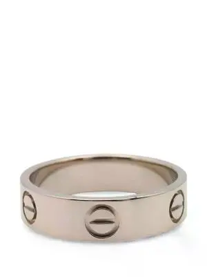 Cartier 18k White Gold Engraved Logo Motif Ring