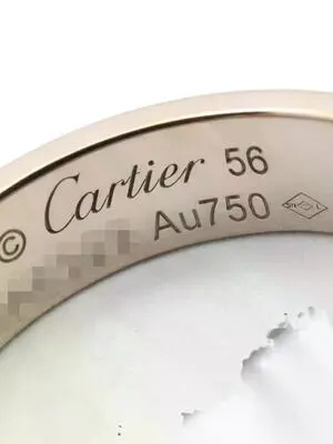 Cartier 18k White Gold Engraved Logo Motif Ring