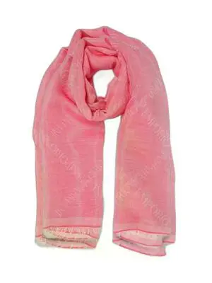 Emporio Armani Logo-jacquard Frayed-edge Scarf - Pink