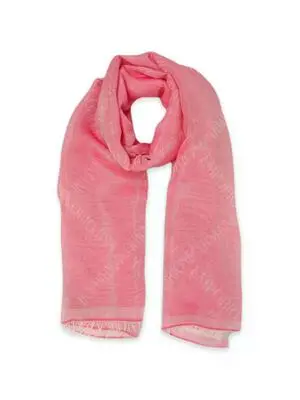Emporio Armani Logo-jacquard Frayed-edge Scarf - Pink