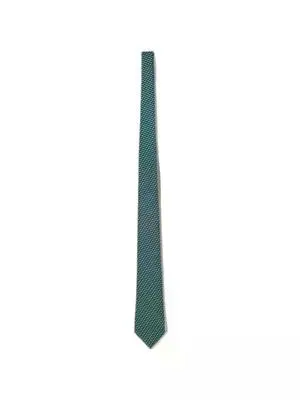 Zegna Silk Sailboat Print Neck Tie - Green