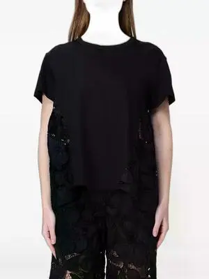 MEIMEIJ Macramé Panelled Cotton T-shirt