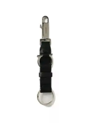 FERRAGAMO Gancini Leather Keyring - Black