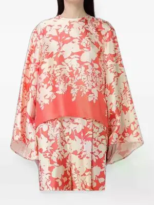 Agnona Floral Print Silk Trousers