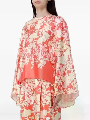 Agnona Floral Print Silk Trousers