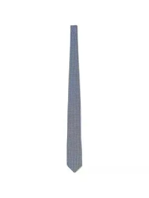 FERRAGAMO Gancini Silk Tie - Blue