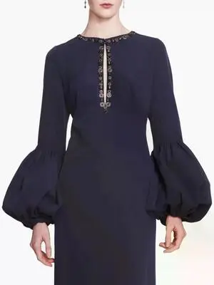 Marchesa Puff-sleeve Column Gown