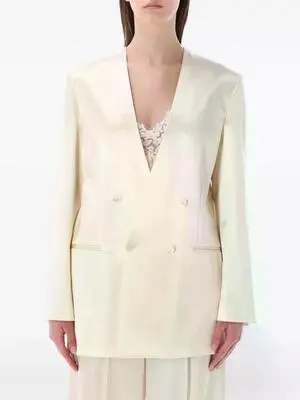 Alberta Ferretti Double-breasted Satin Blazer - Neutrals